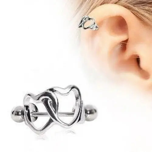 Interlocking Hearts Cartilage Cuff - Heart Cartilage Piercing – Fashion ...