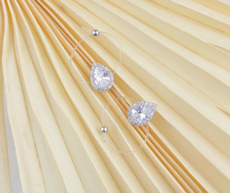 Sterling Silver Floating Pear Ring - Illusion CZ Diamond – Fashion Hut ...